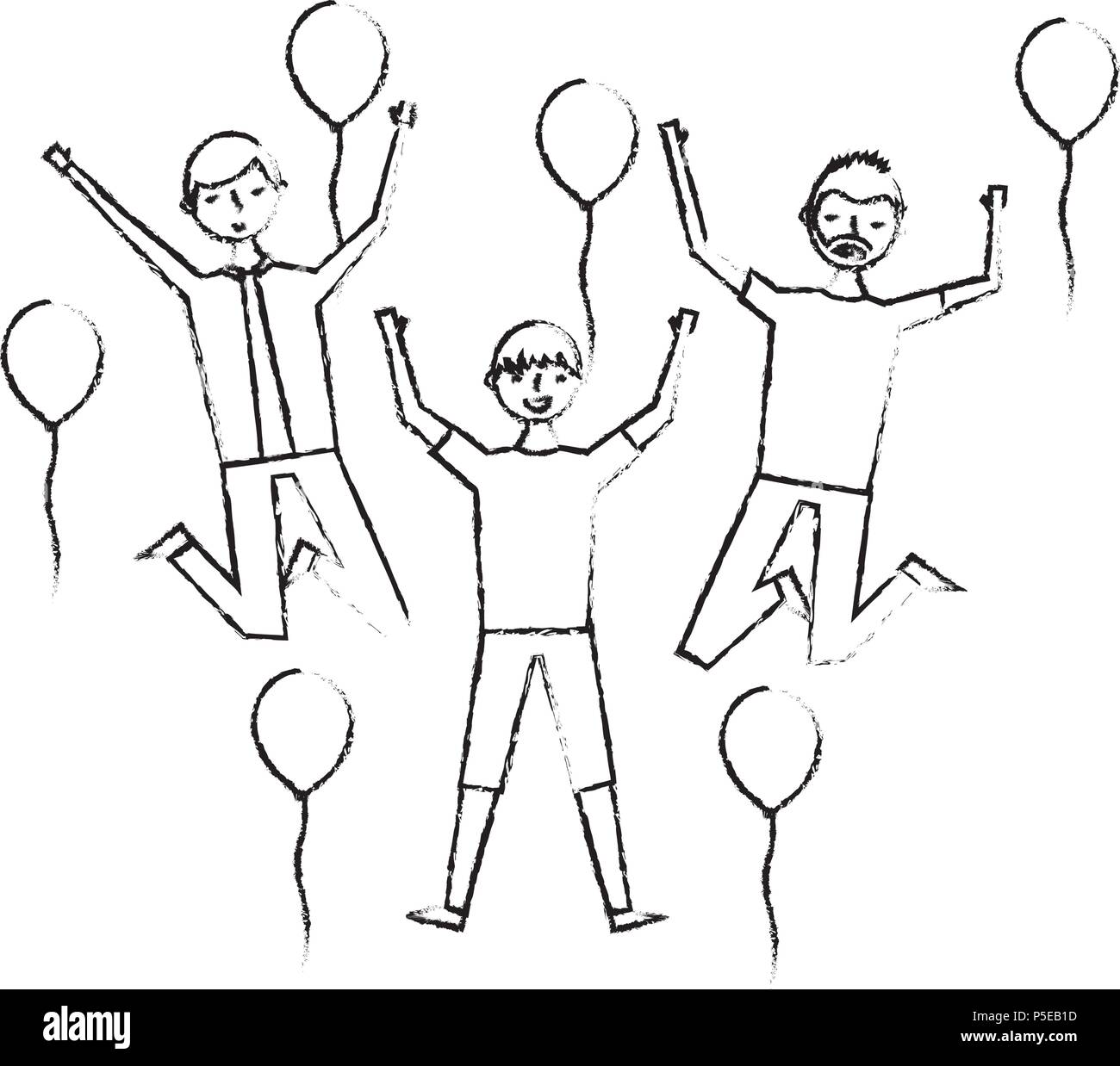 group of men celebration with balloons Stock Vector Image & Art - Alamy
