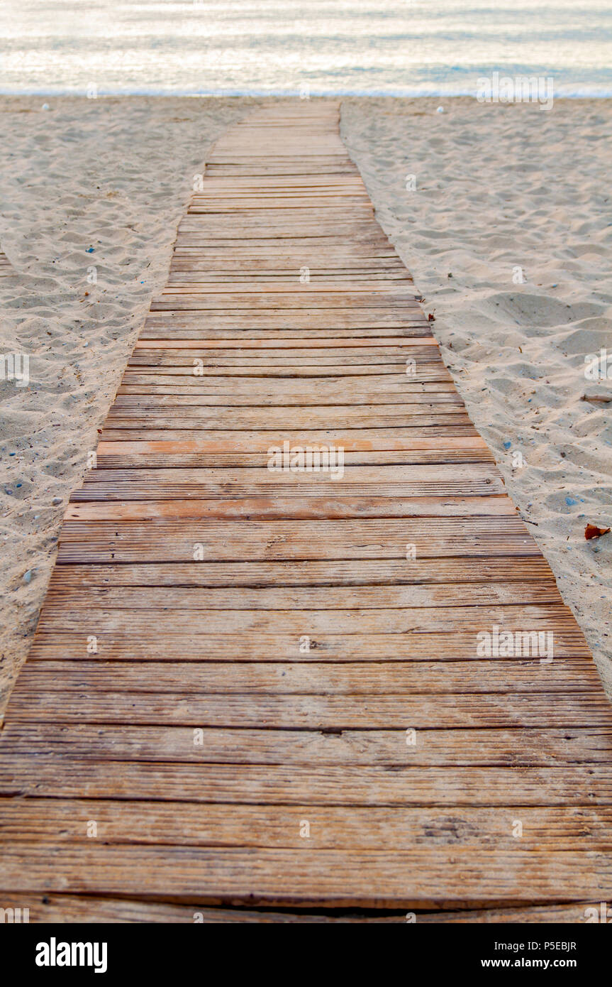 Beach wooden path and sea background Stock Photo - Alamy