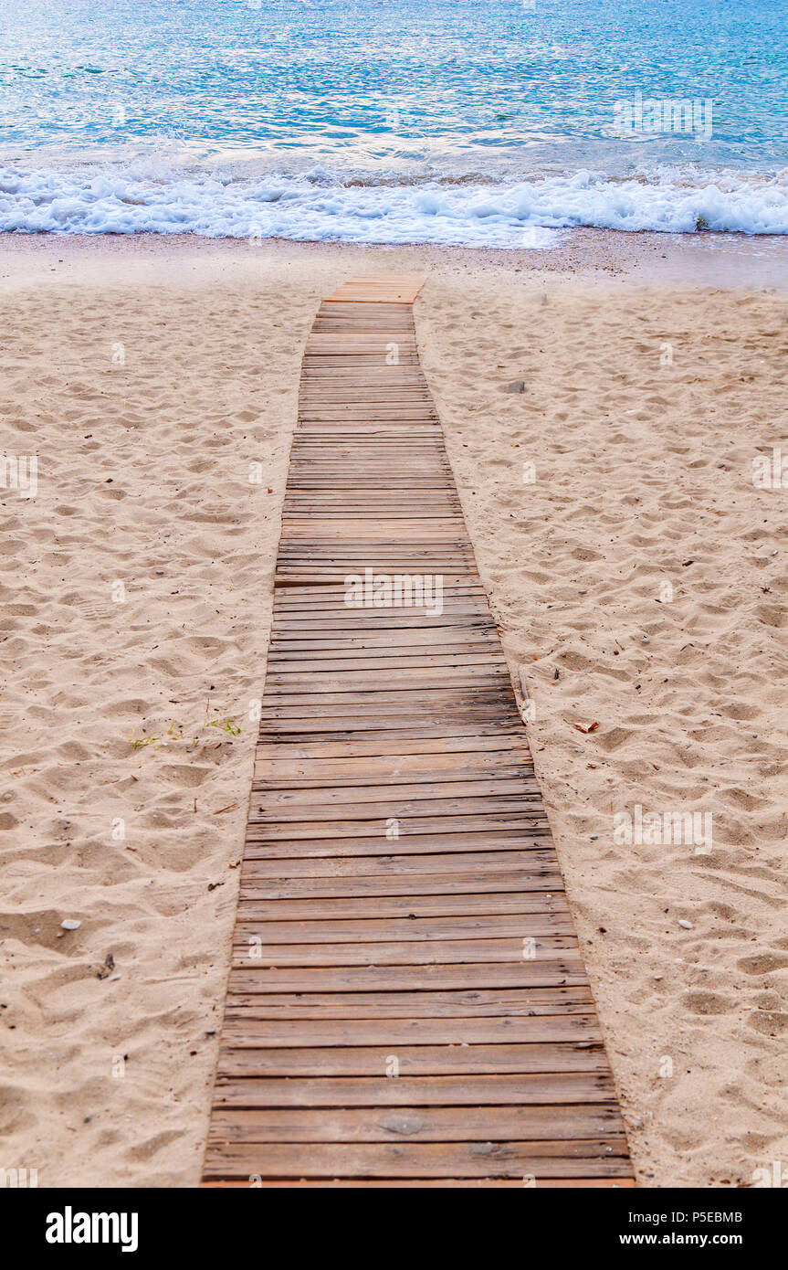Beach wooden path and sea background Stock Photo - Alamy