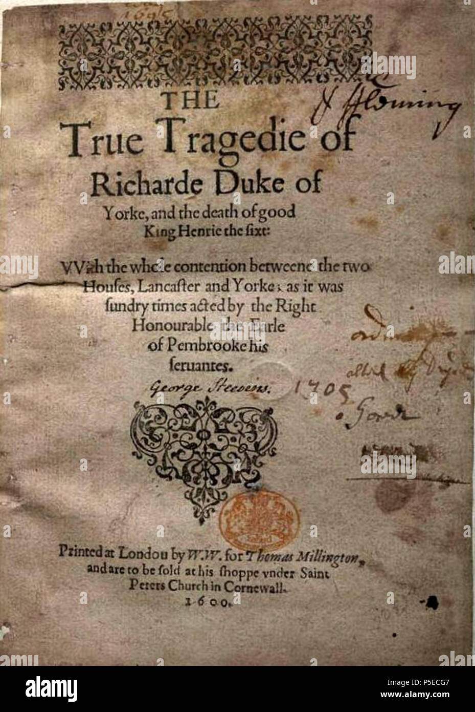 Quarto Shakespeare Title Page Of The First Quarto Edition Of