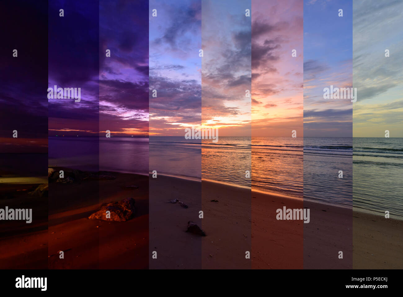 Different shade color of sunrise at the sea Stock Photo - Alamy