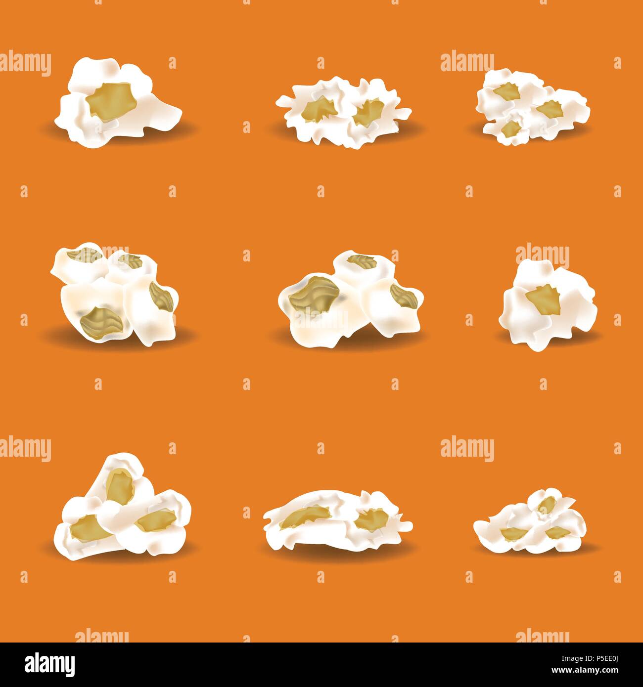 Set of realistic popcorn elements. High detailed vector Stock Vector ...