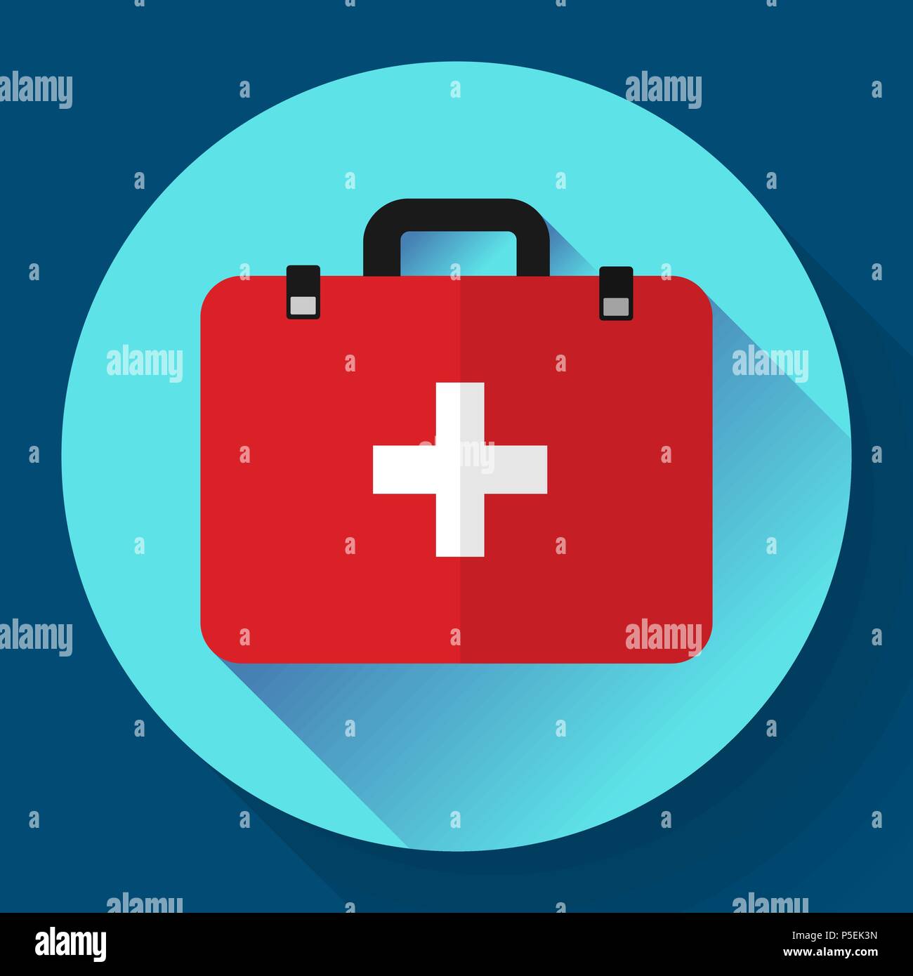 First aid case flat icon with shadow. Vector illustration. Flat design ...