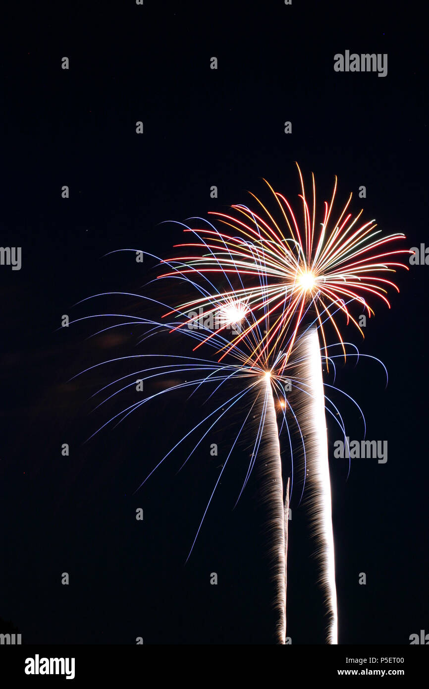 A Small Town Fireworks Display for Independence Day 4th of July Stock ...
