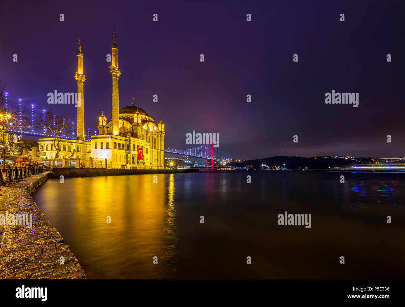 Ortakoy mosque with bosphorus bridge in istanbul hi-res stock ...