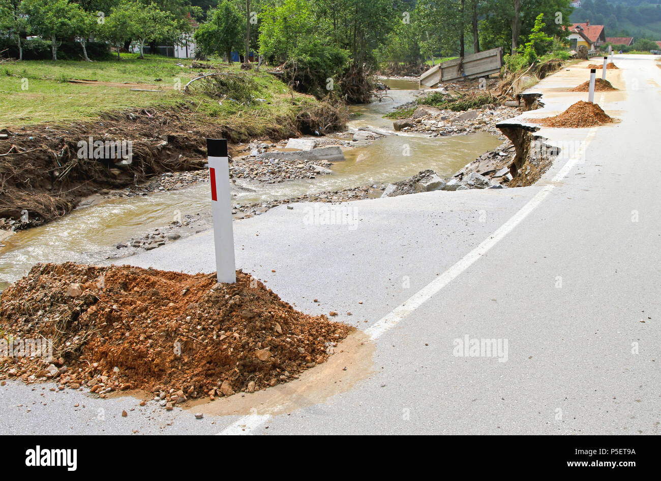 Rural Road Erosion Damage After Floods Stock Photo - Alamy