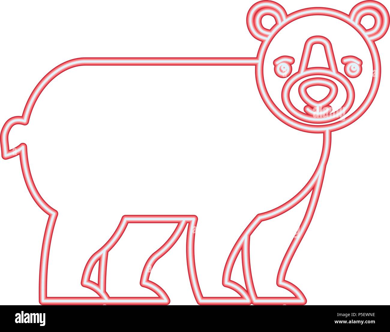 neon grizzly bear animal wildlife image vector illustration Stock ...