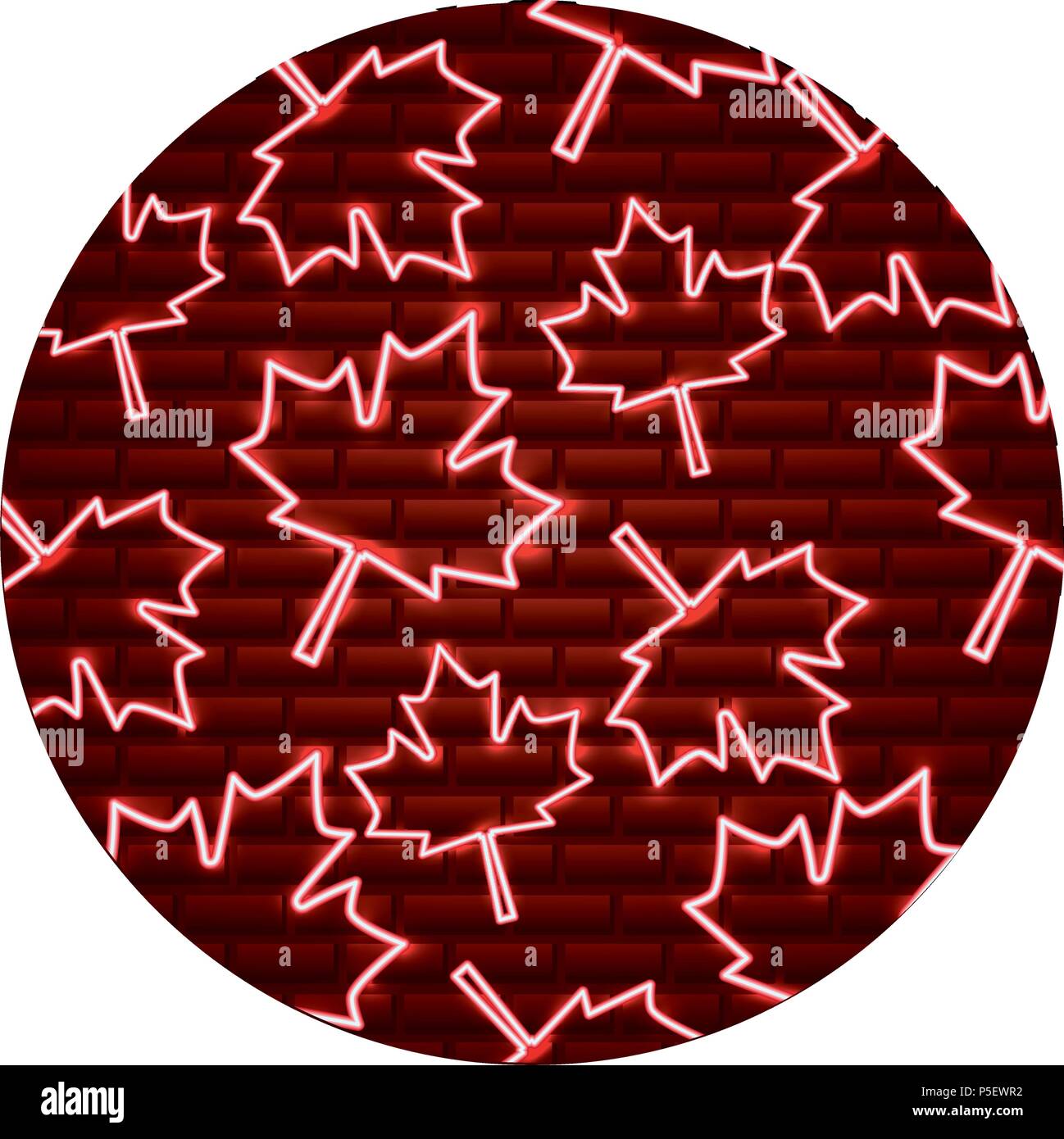 neon red maple leaf decoration background vector illustration Stock ...