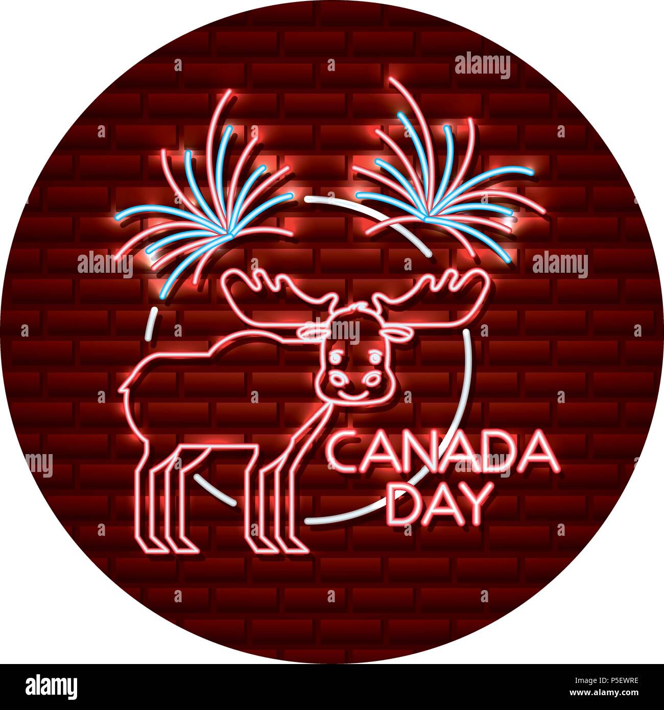 neon moose animal canada nature wild vector illustration Stock Vector ...