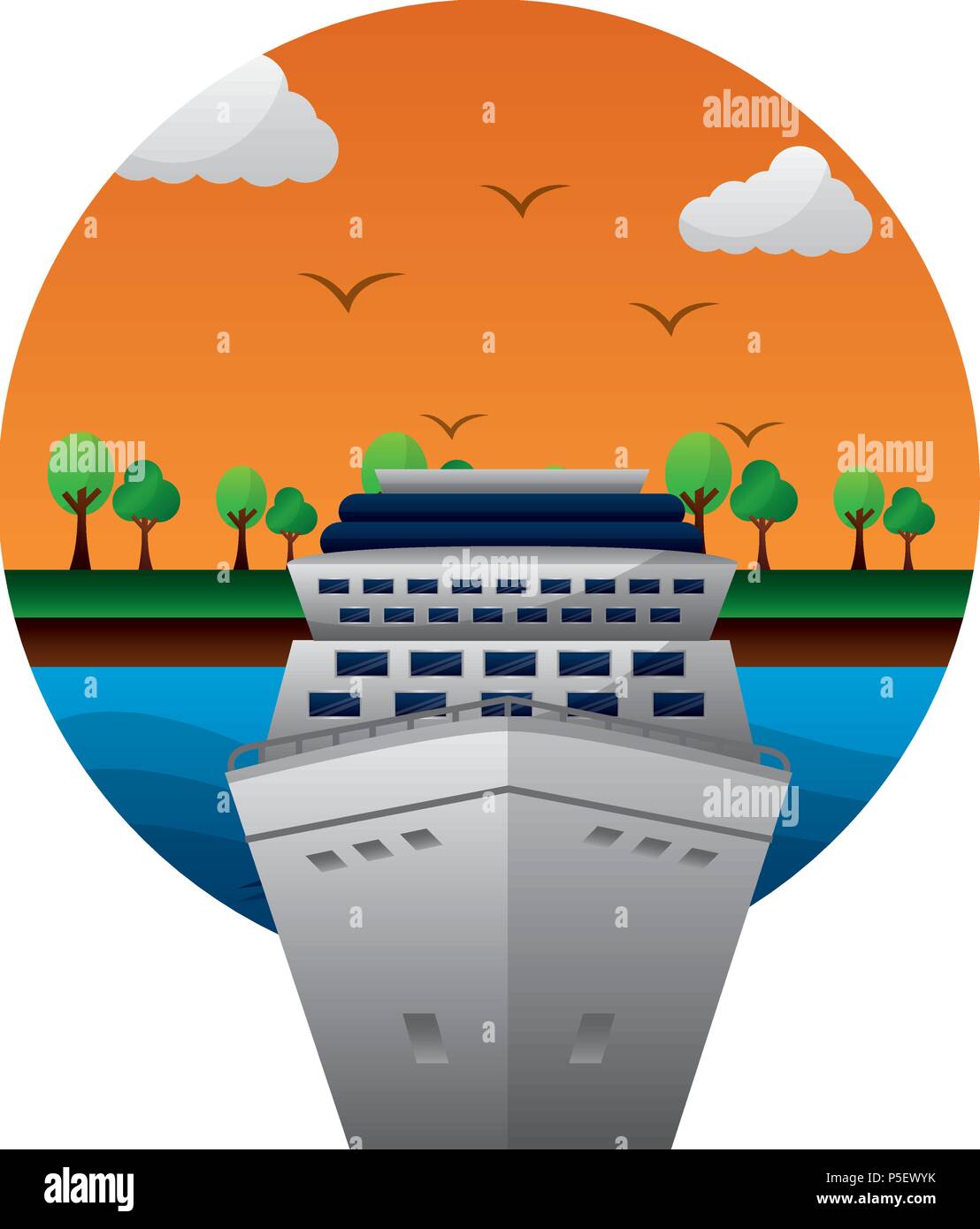 Floating island mountain boat Stock Vector Images - Alamy