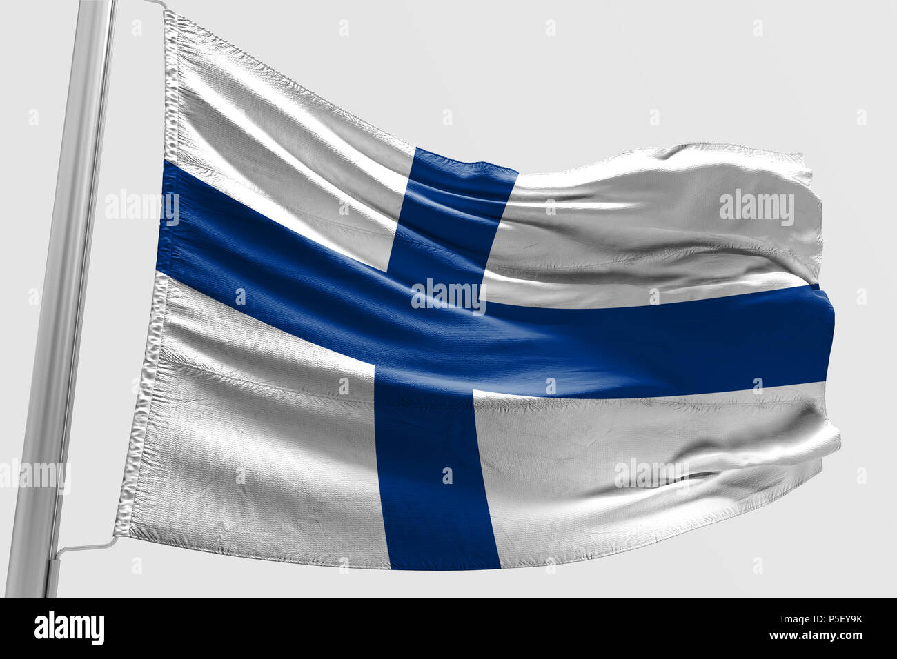 Isolated Finland Flag waving, 3D Realistic Finland Flag Rendered Stock ...