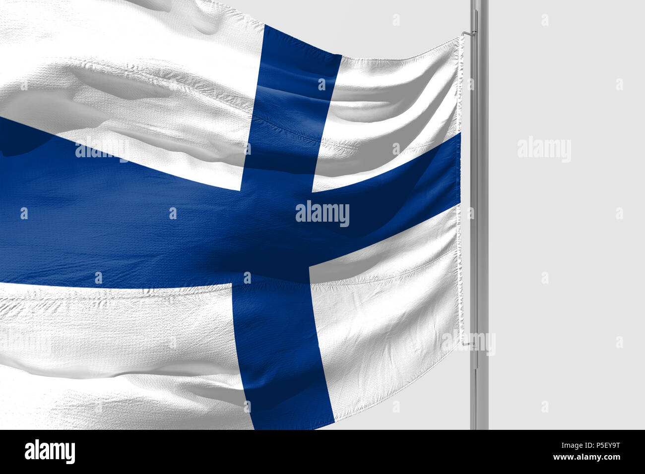 Isolated Finland Flag waving, 3D Realistic Finland Flag Rendered Stock ...