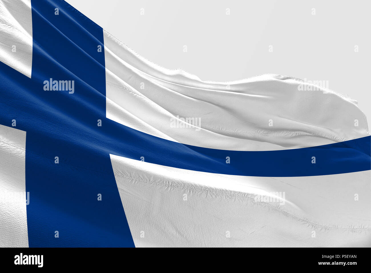 Isolated Finland Flag waving, 3D Realistic Finland Flag Rendered Stock ...