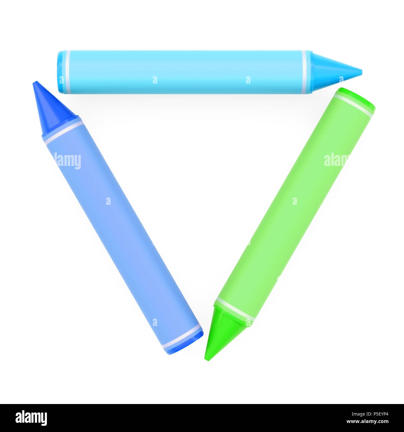 Colored wax crayons assembled like font set symbol - triangle or nabla ...