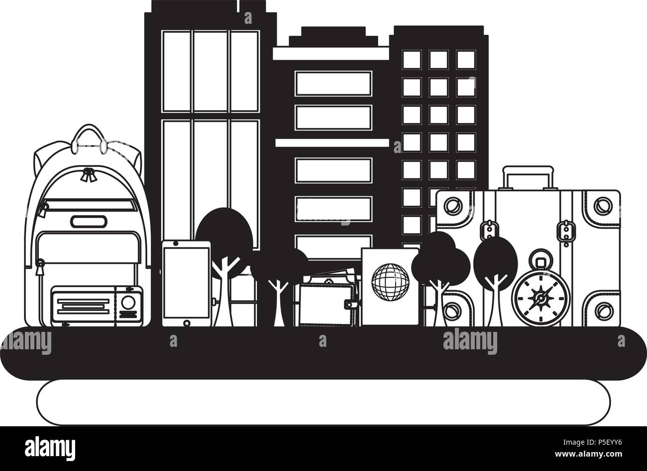 building exterior with set icons vector illustration design Stock ...