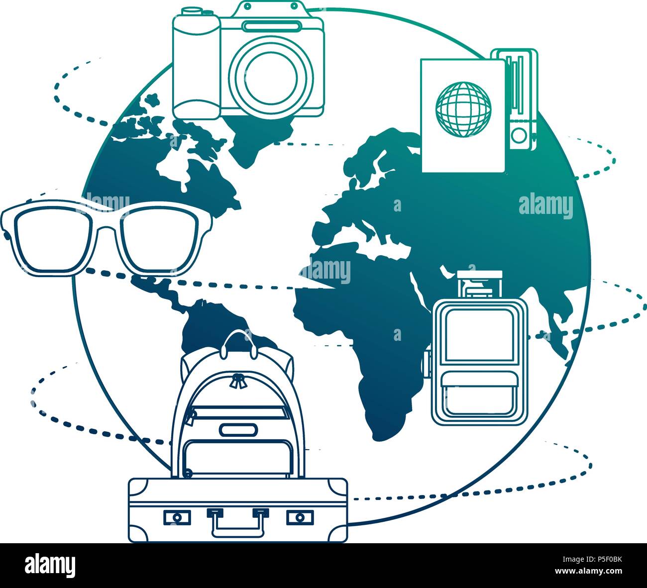 world planet earth with travel icons Stock Vector Image & Art - Alamy