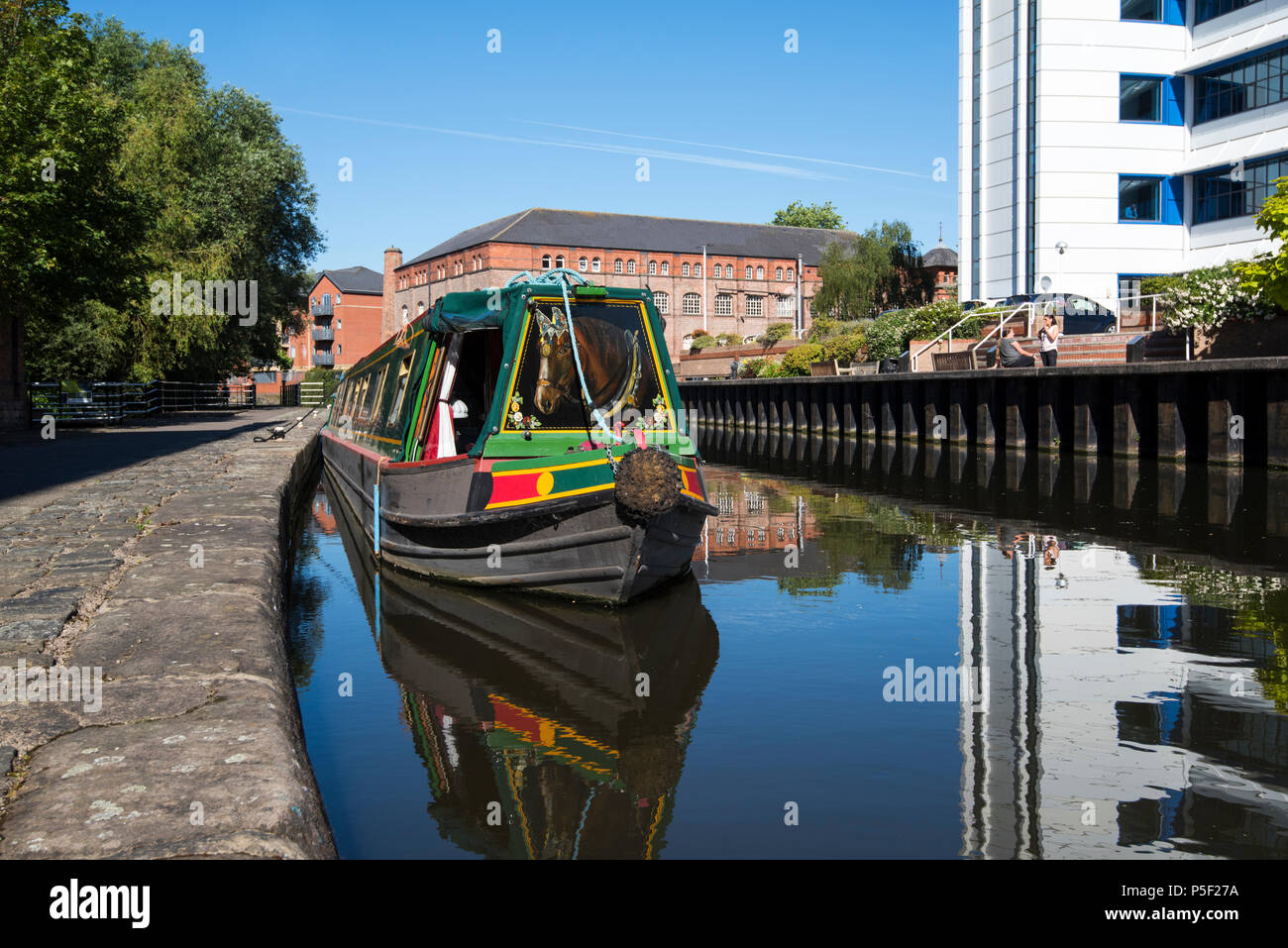 Reflections in the Canal at Nottingham City Waterfront, Nottinghamshire ...
