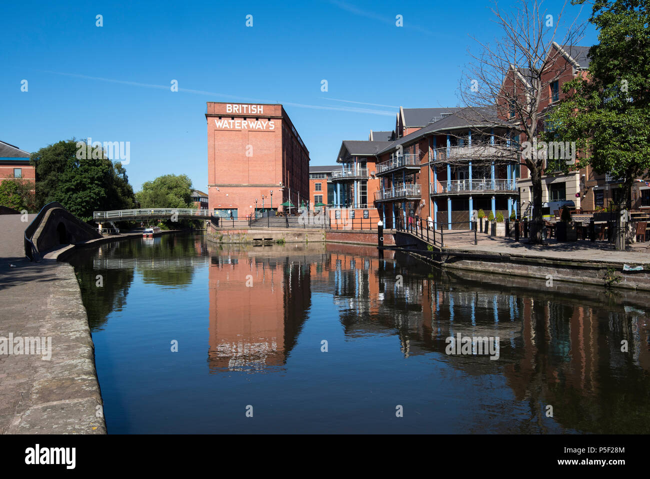 Reflections in the Canal at Nottingham City Waterfront, Nottinghamshire ...