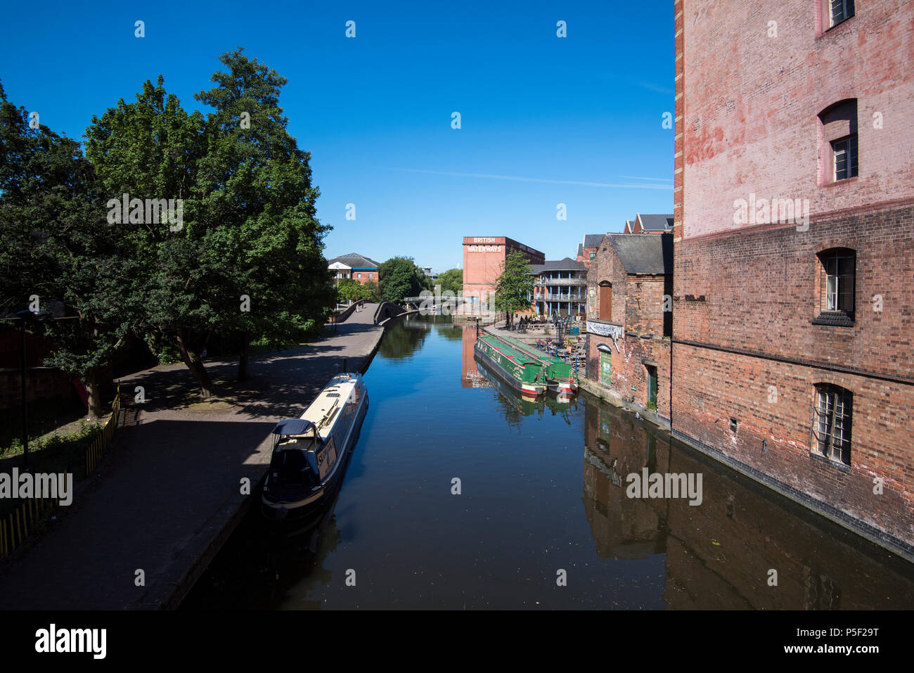 Reflections in the Canal at Nottingham City Waterfront, Nottinghamshire ...