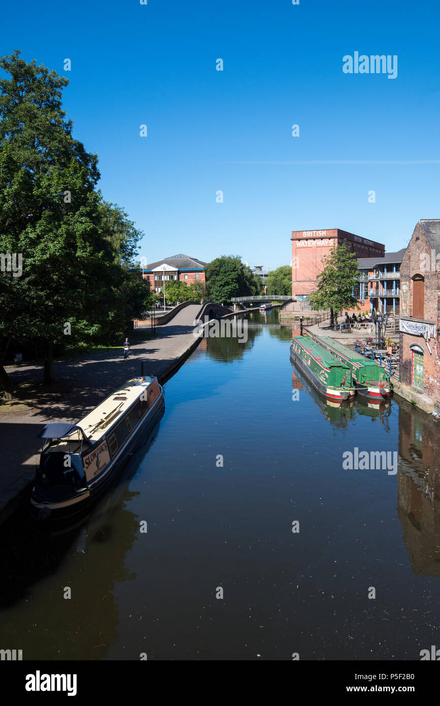 Reflections in the Canal at Nottingham City Waterfront, Nottinghamshire ...