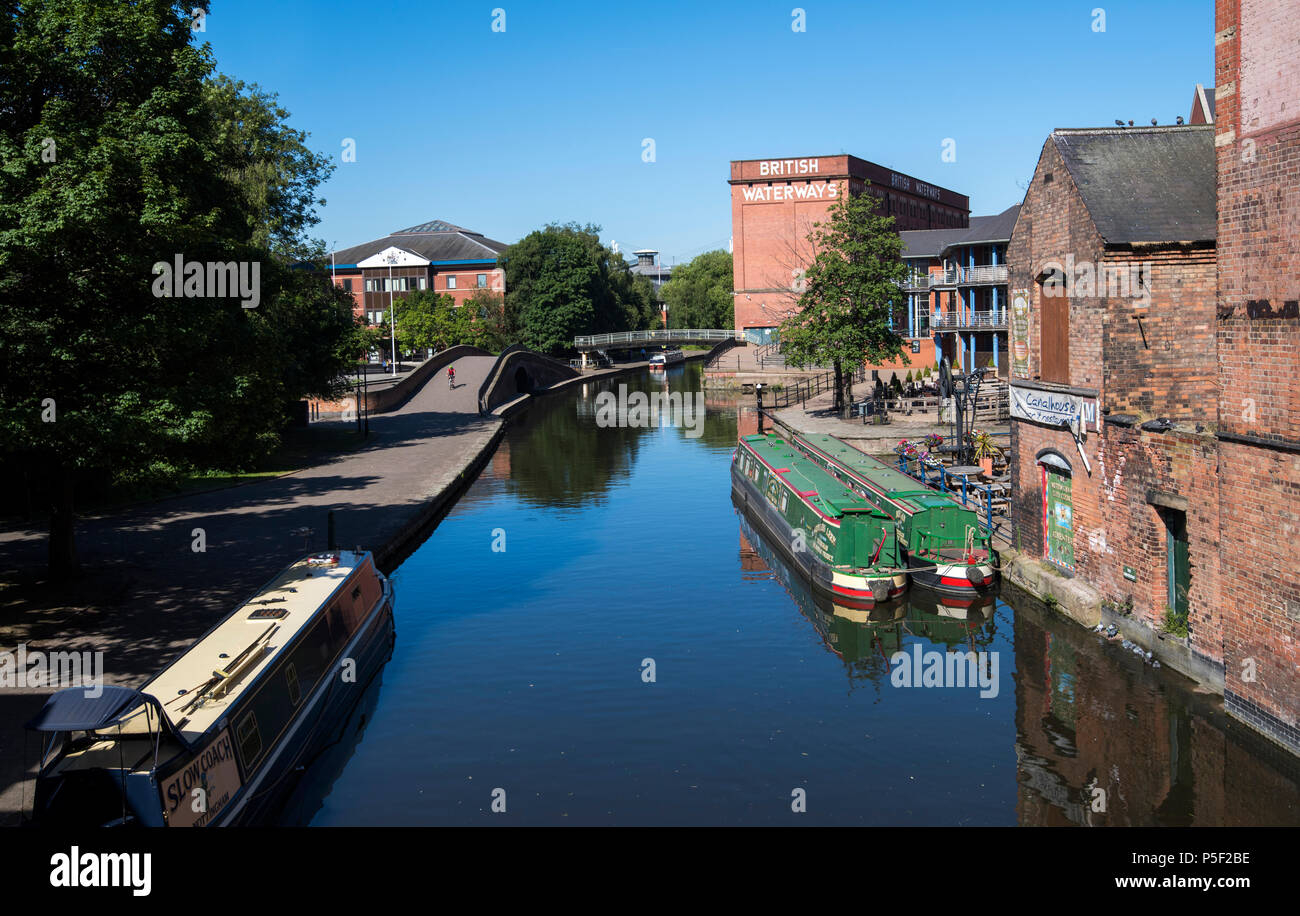 Reflections in the Canal at Nottingham City Waterfront, Nottinghamshire ...