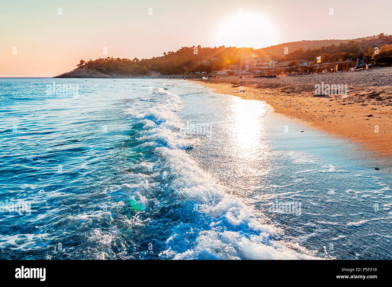 Big beach sea with sky background Stock Photo - Alamy
