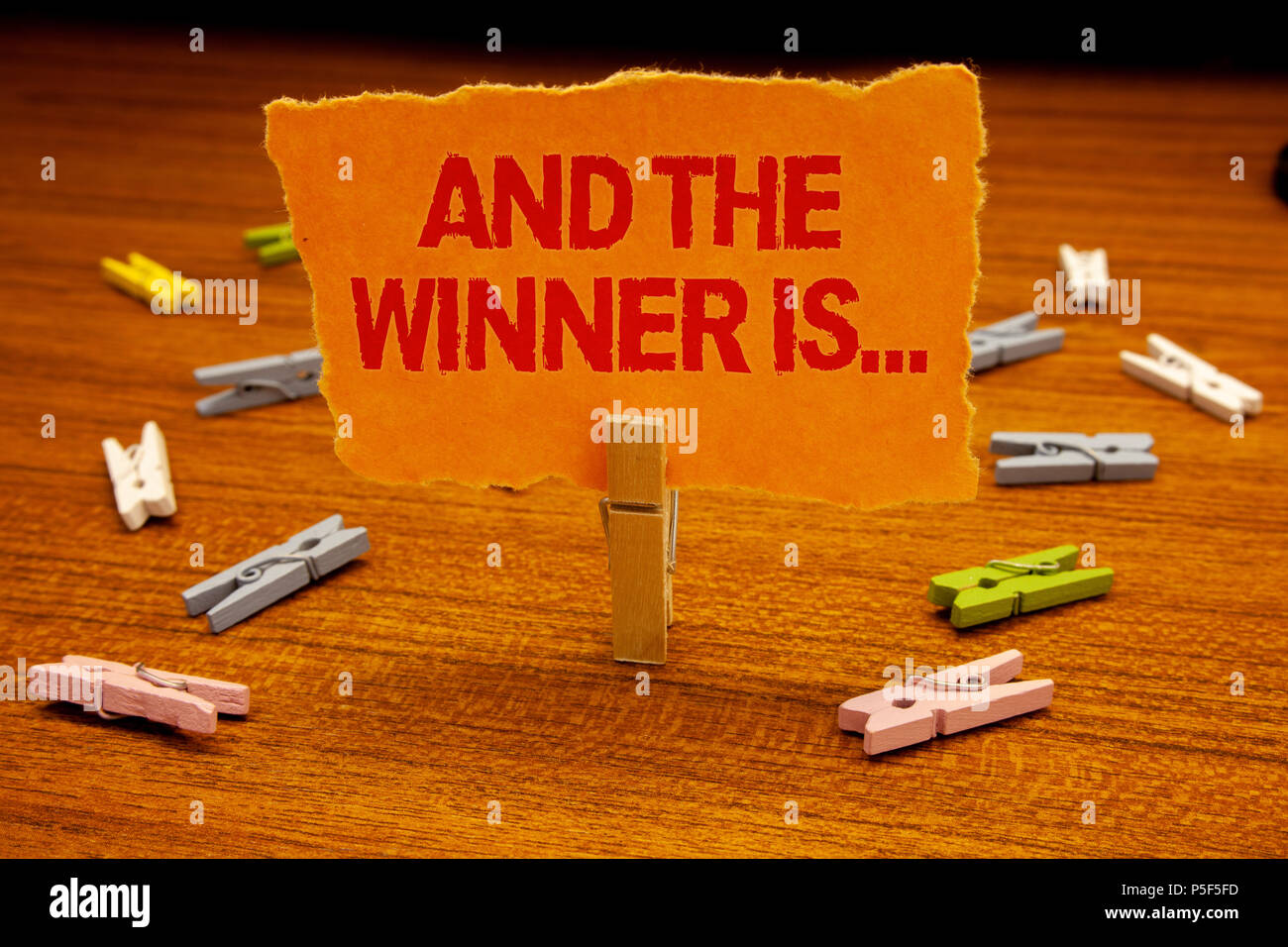 Writing note showing And The Winner Is . Business photo showcasing ...