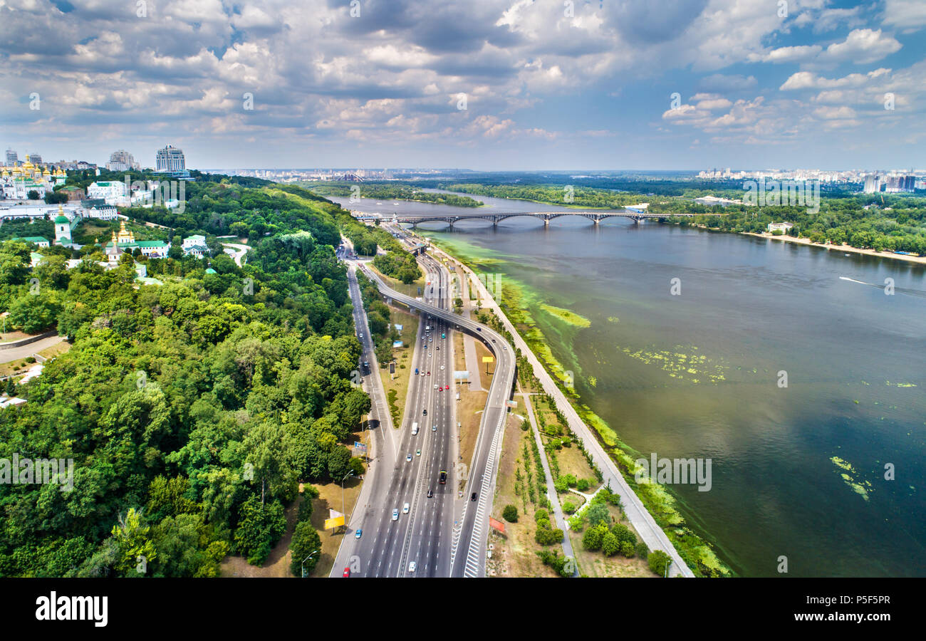 View of the Riverside highway in Kiev, the capital of Ukraine Stock ...