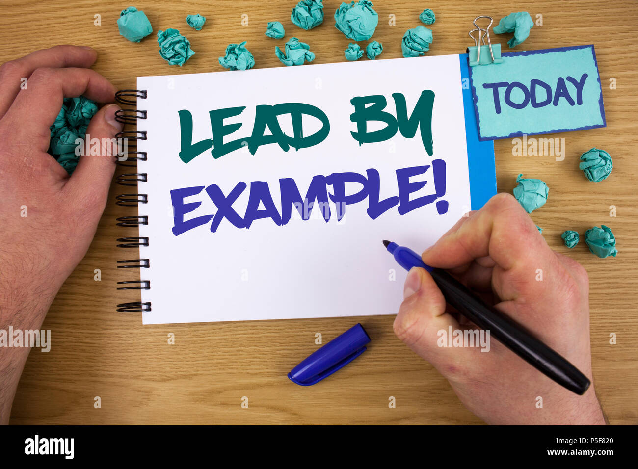 Writing note showing Lead By Example Motivational Call. Business photo ...