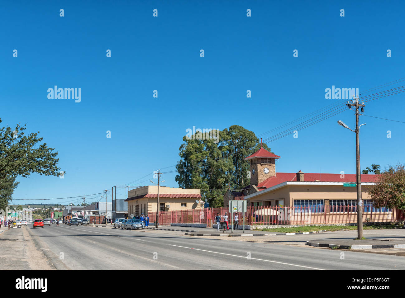 ELLIOT, SOUTH AFRICA - MARCH 28, 2018: A street scene, with the Town ...
