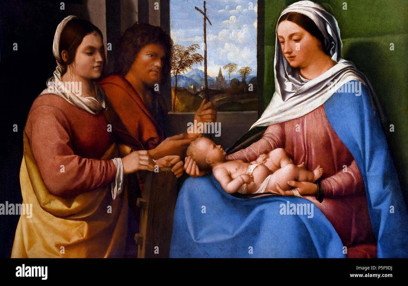 Holy conversation: Madonna and Child, the Saints Giovanni Battista and ...