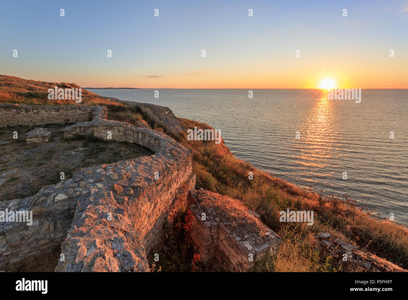 Roman ruins of Argamum (Organe) citadel. Dobrogea, Romania Stock Photo ...