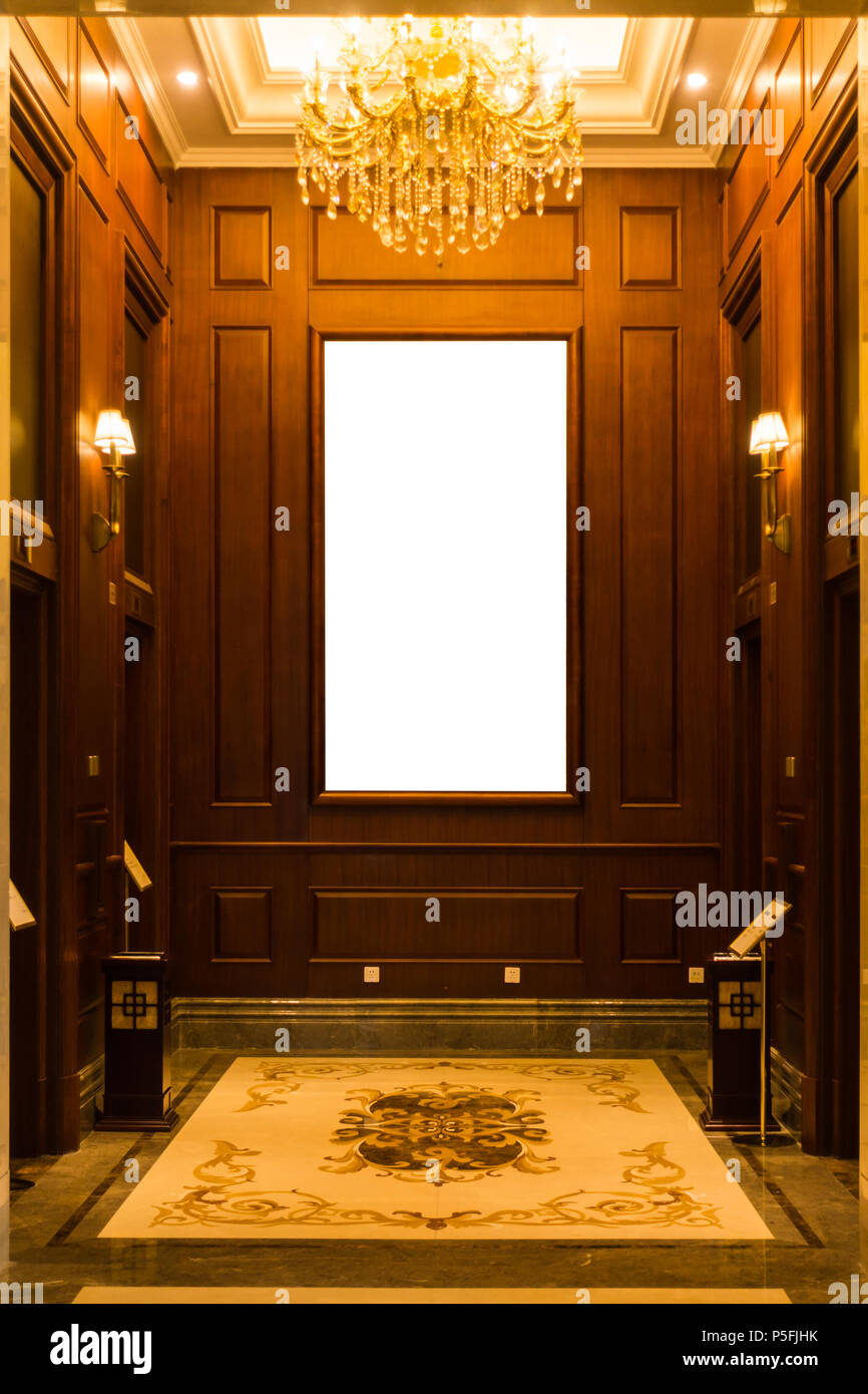 Hotel Lobby Rectangular White Mockup City Advertisement Stock Photo - Alamy