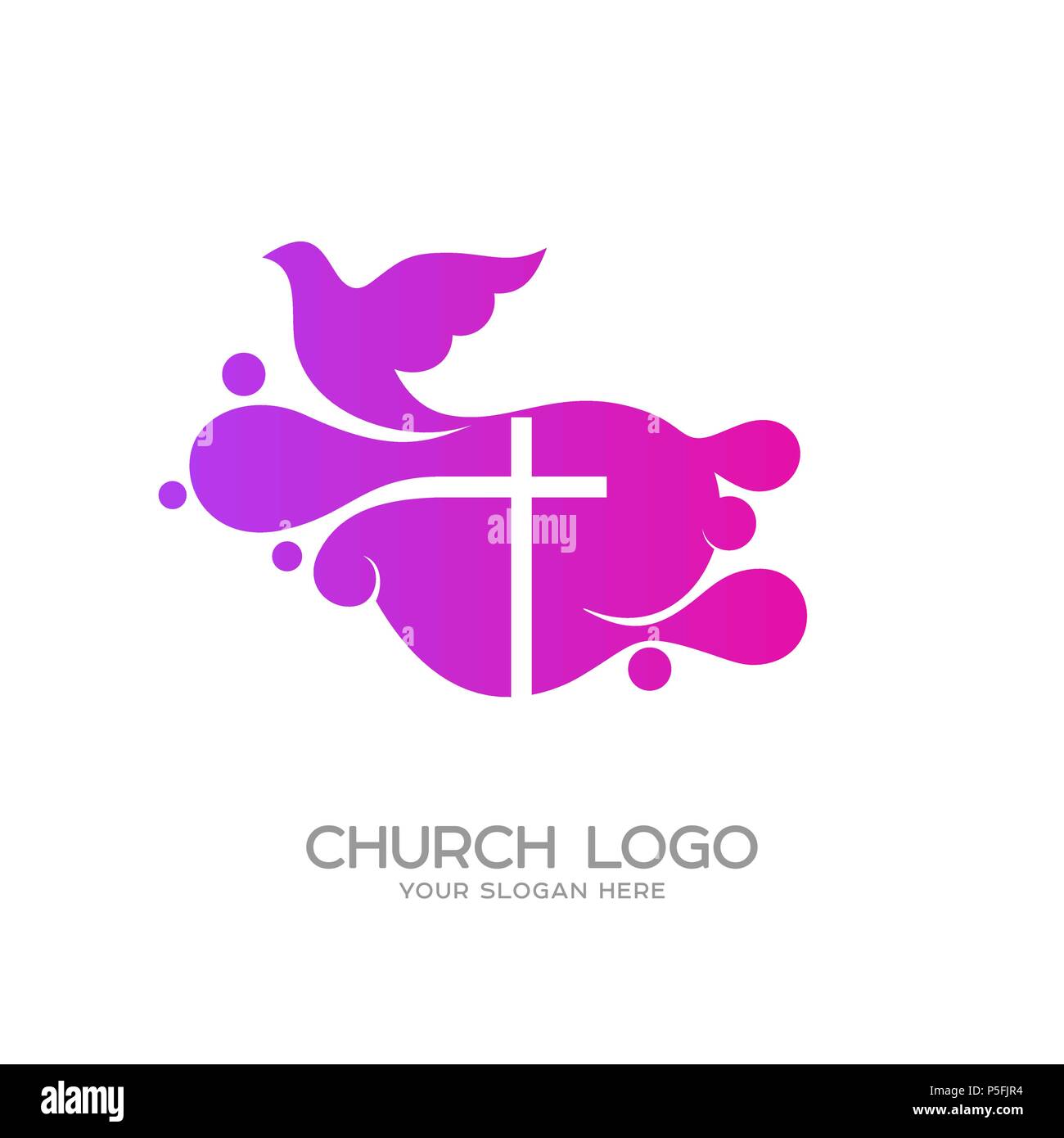 Church logo. Christian symbols. Logo in the form of bubbles, the cross ...