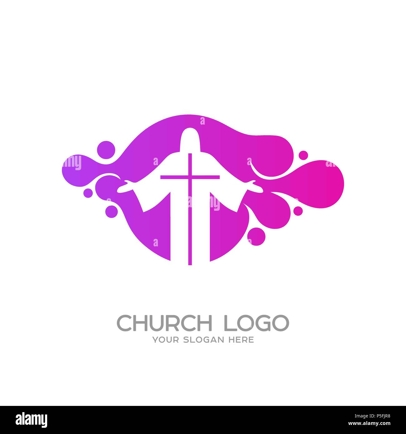 Church logo. Christian symbols. Logo in the form of bubbles, silhouette ...