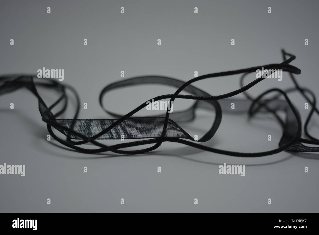 Beautiful small black long ropes, transparent black ribbon beautifully ...