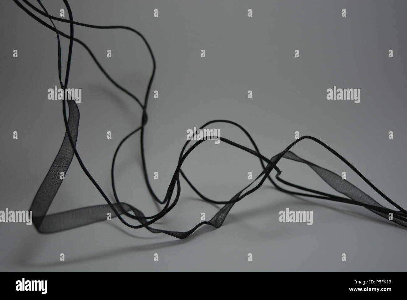 Beautiful small black long ropes, transparent black ribbon beautifully ...