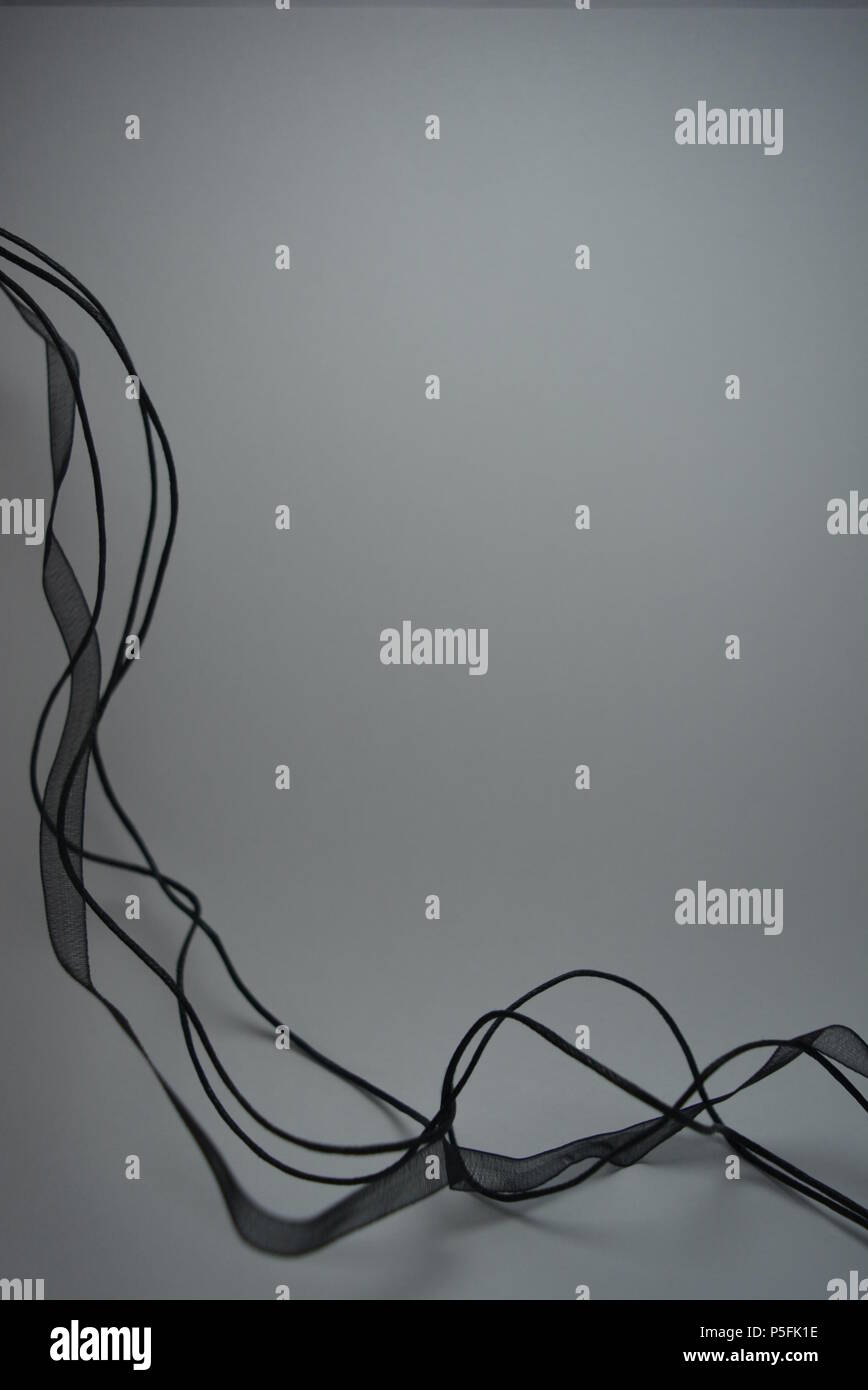 Beautiful small black long ropes, transparent black ribbon beautifully ...