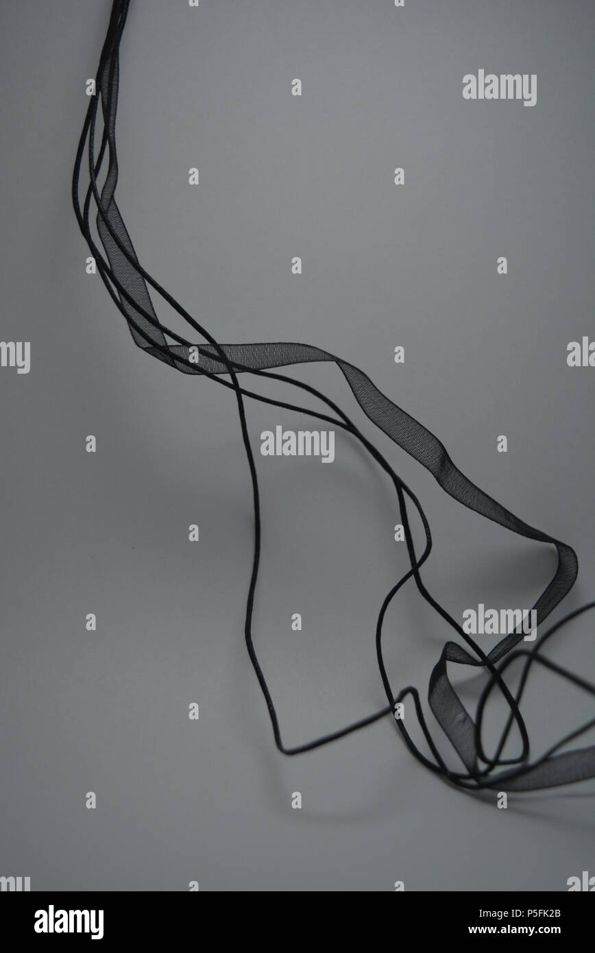 Beautiful small black long ropes, transparent black ribbon beautifully ...