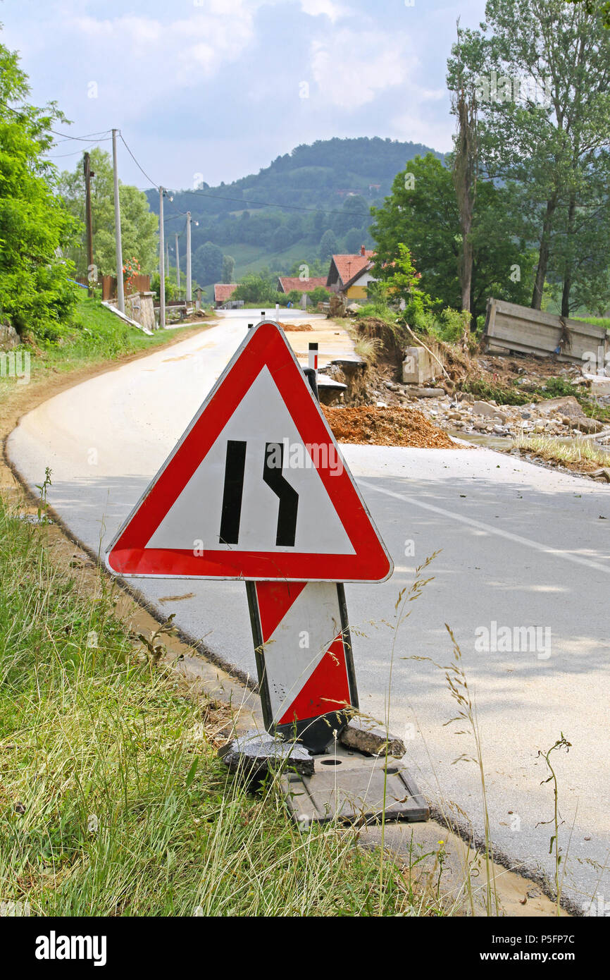 Damaged Road After Destructive Floods Disaster Stock Photo - Alamy