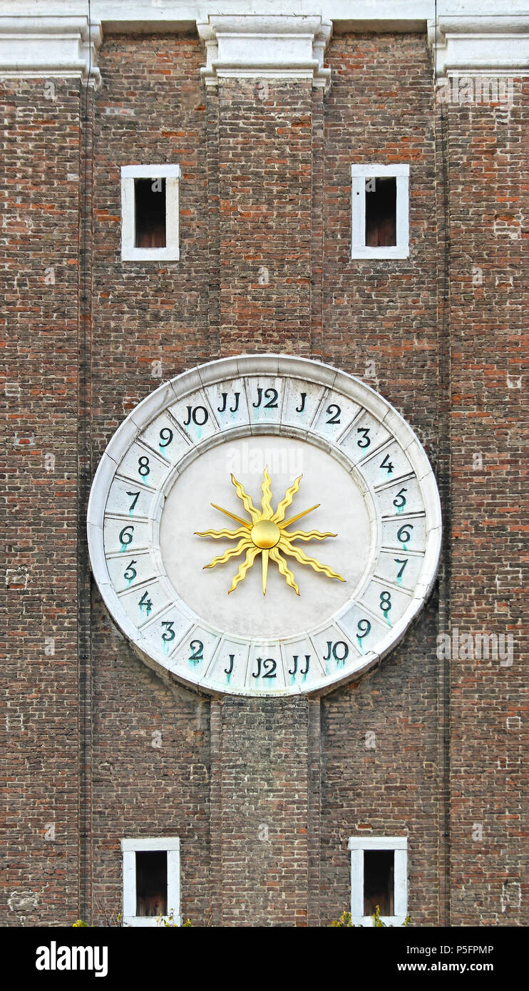 Medieval Clock Tower in Venice Italy Stock Photo - Alamy