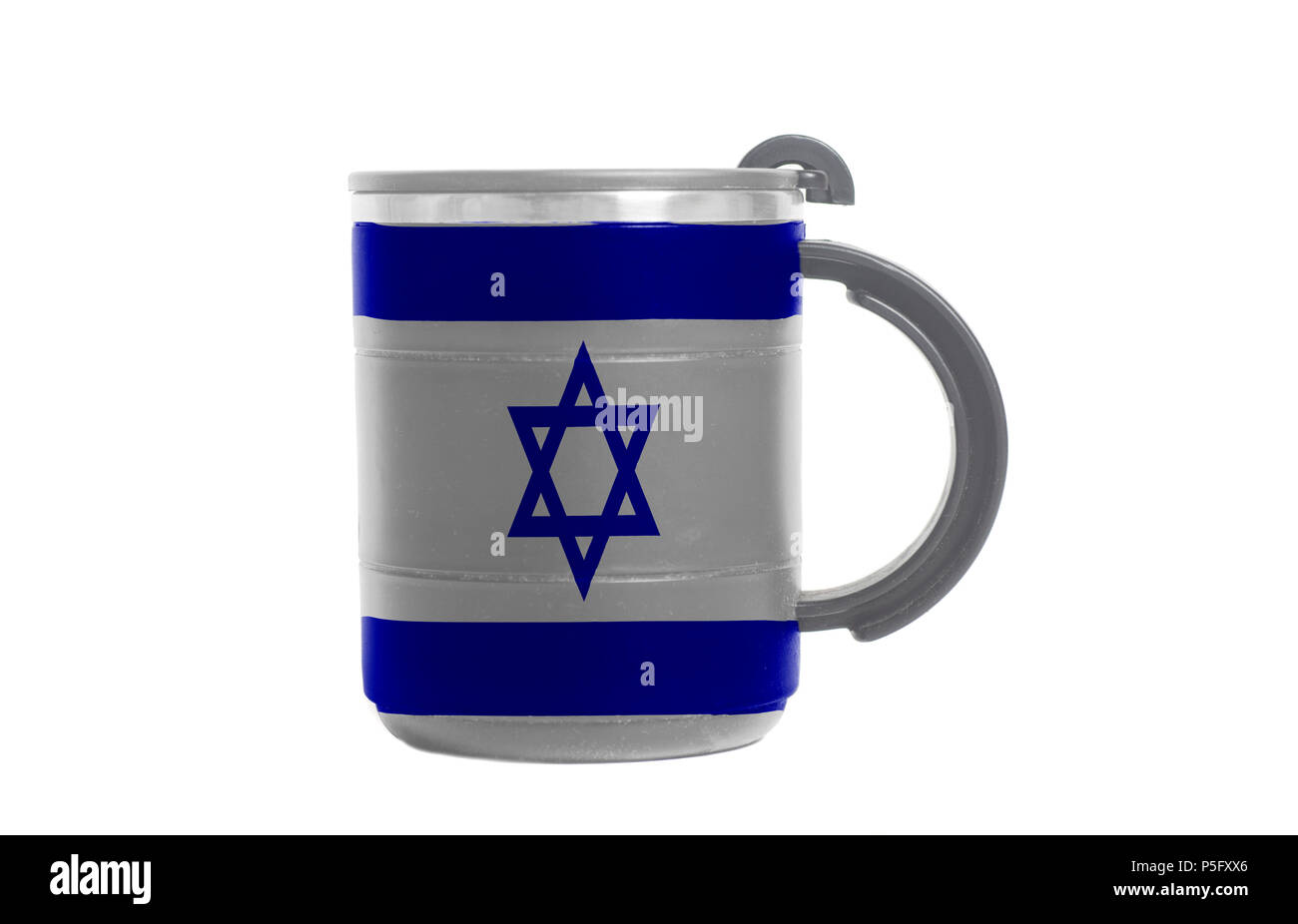 Thermos Travel Mug with Flag of Israel isolated on white background ...