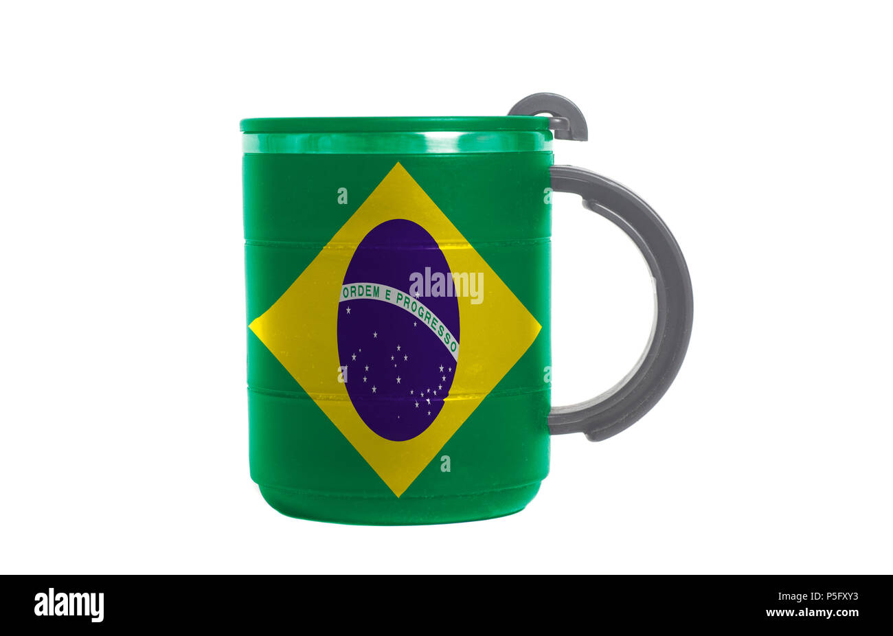 Thermos Travel Mug with Flag of Brazil isolated on white background ...