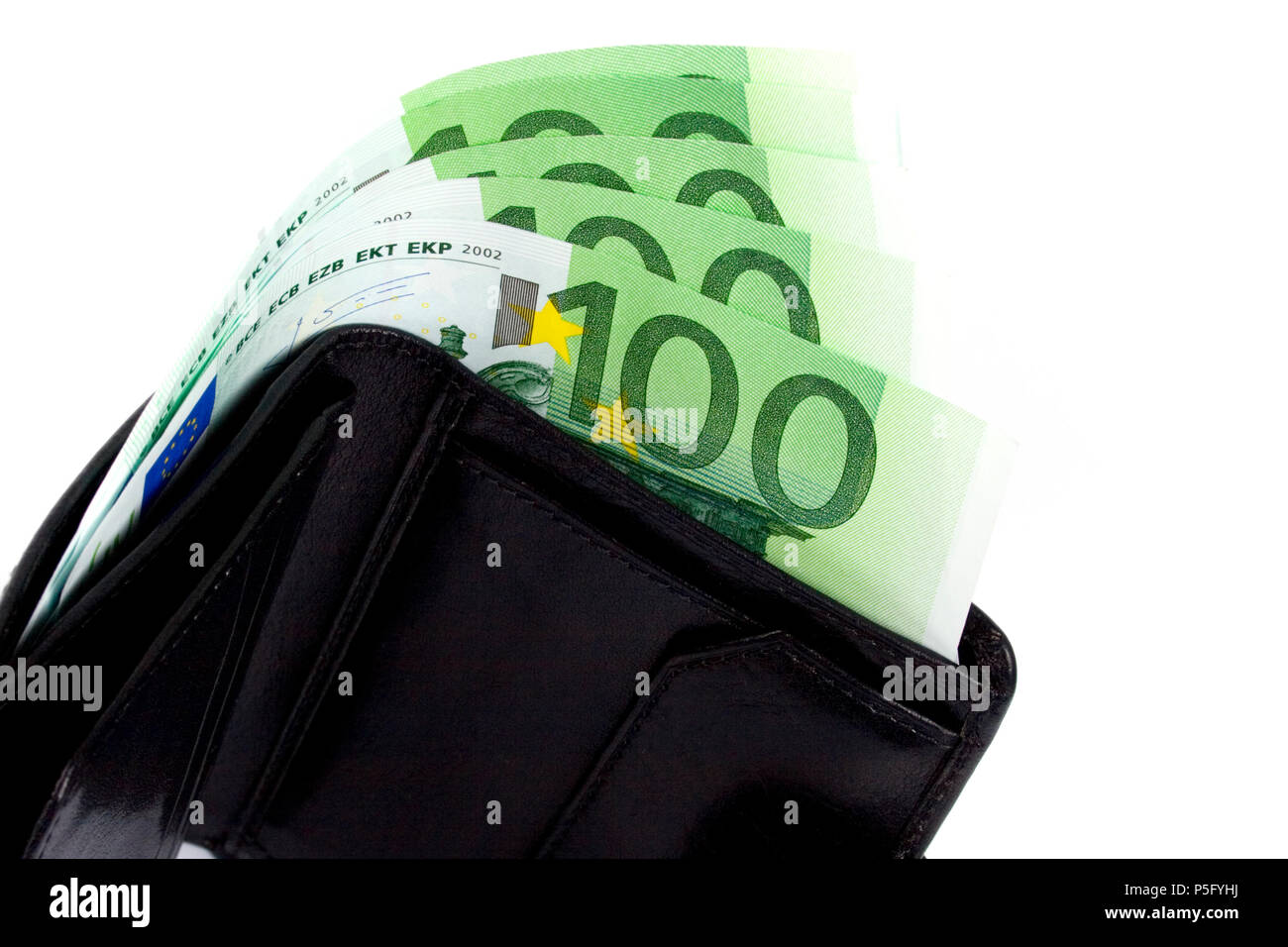 euro and a leather purse closeup on white Stock Photo - Alamy