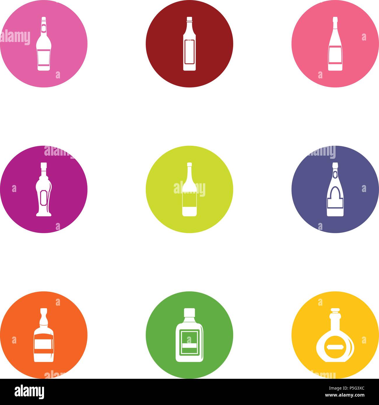 Glass bottle icons set, flat style Stock Vector Image & Art - Alamy