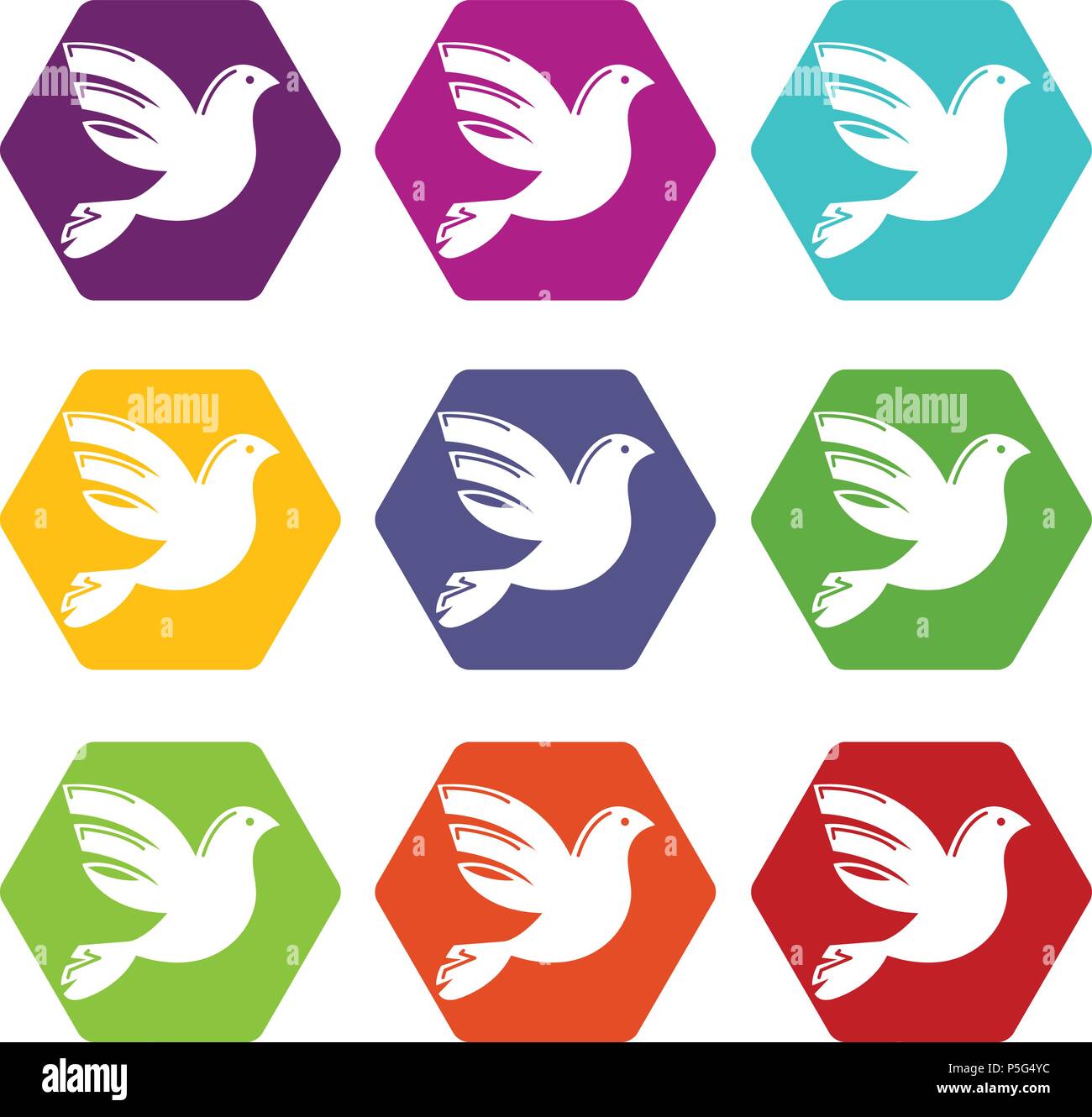 White peace pigeon icons set 9 vector Stock Vector Image & Art - Alamy