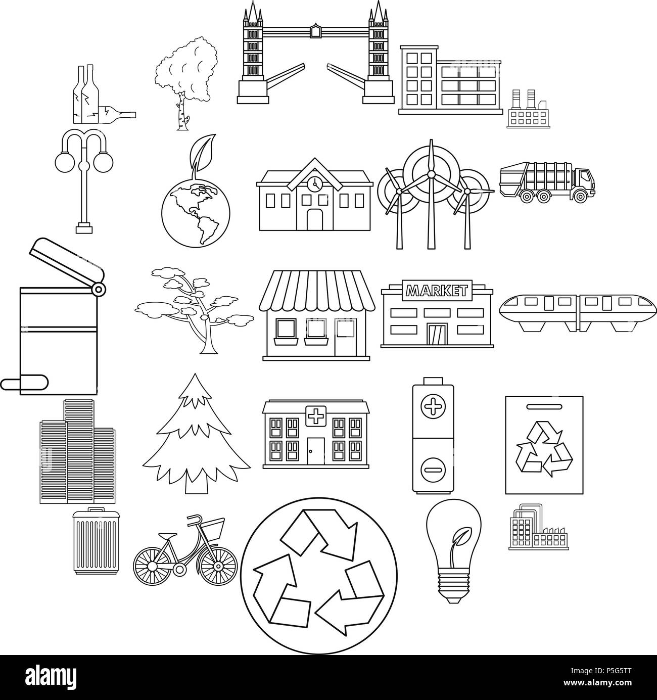 Clean city icons set, outline style Stock Vector Image & Art - Alamy