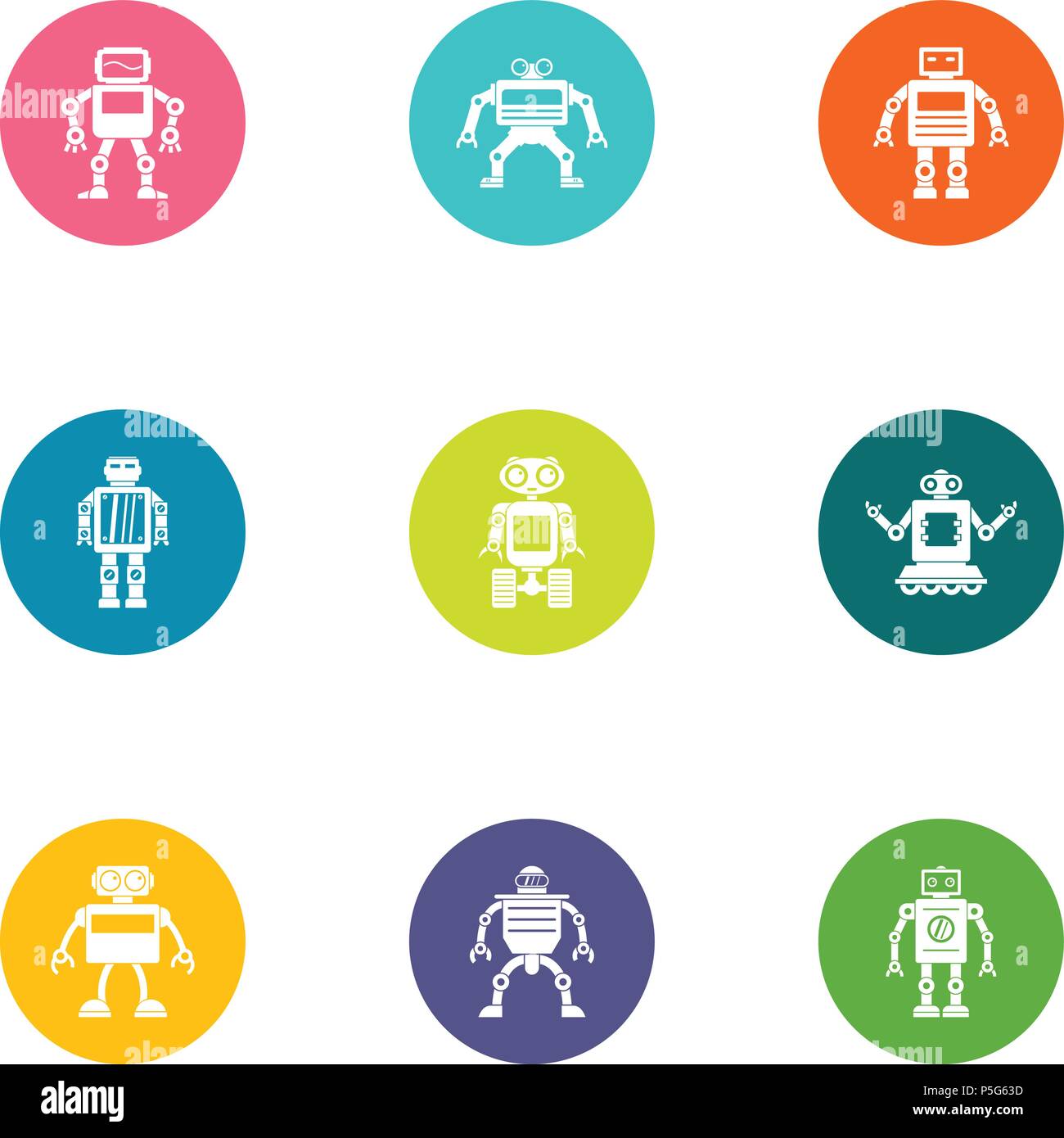 Bot icons set, flat style Stock Vector Image & Art - Alamy