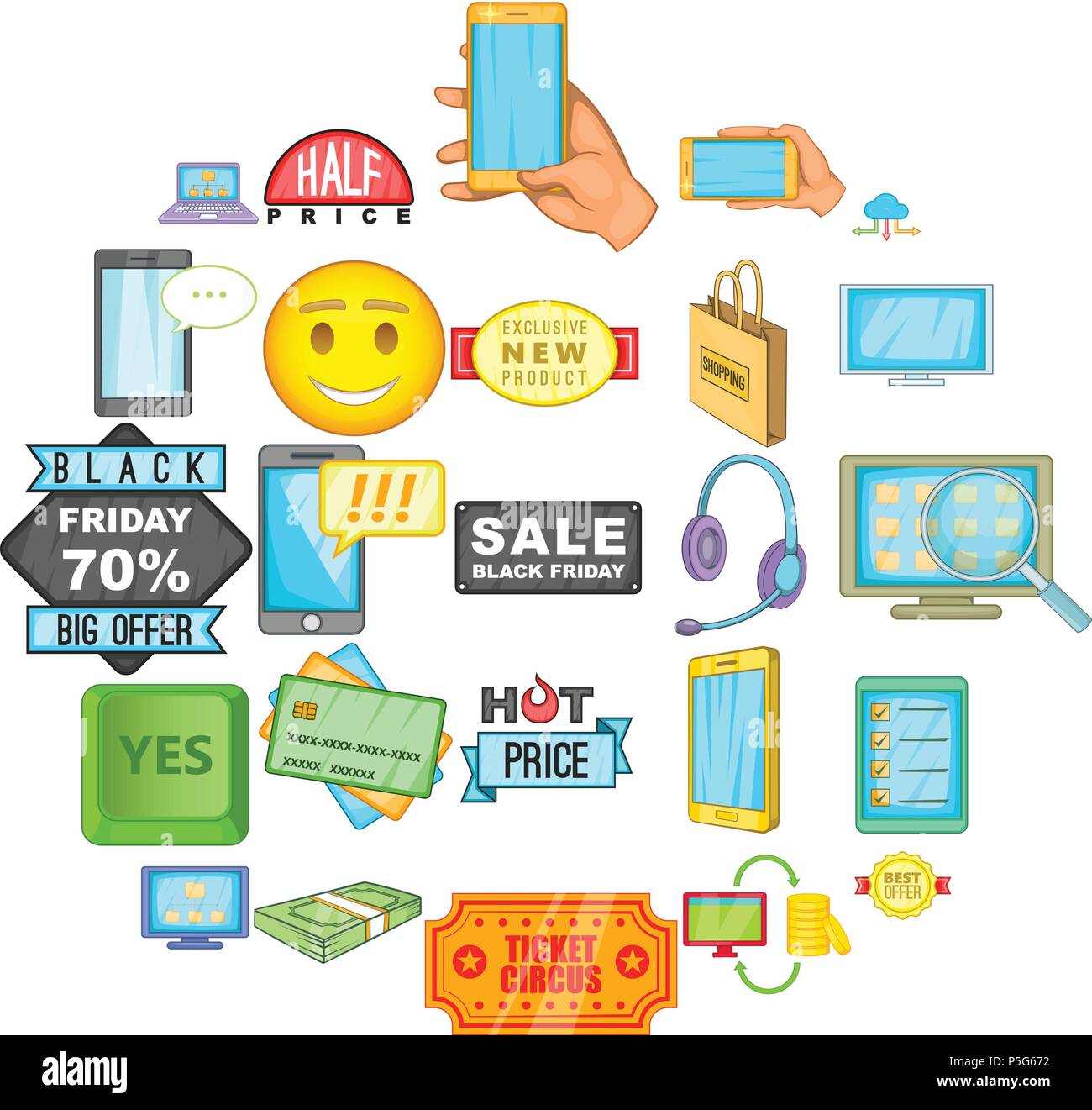 Electronic commerce icons set, cartoon style Stock Vector Image & Art ...