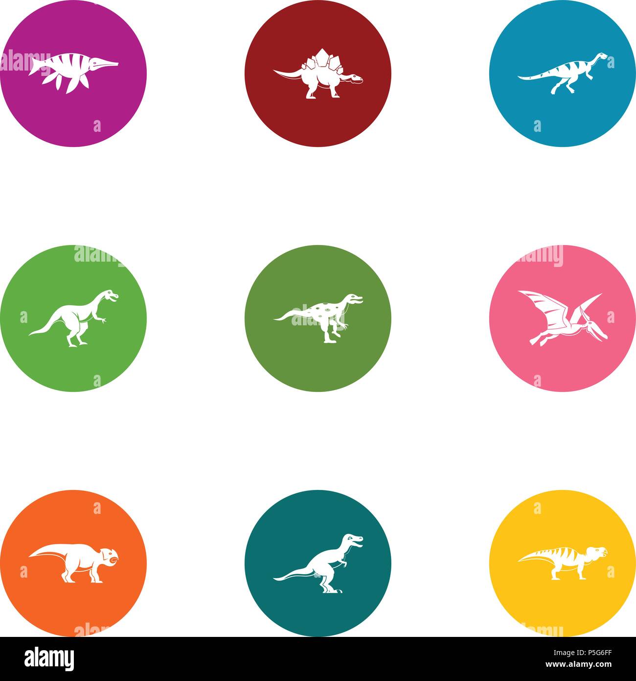 Dino icons set, flat style Stock Vector Image & Art - Alamy